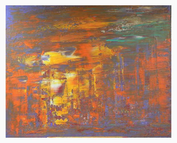 Fanny König, Sonnenuntergang im Wald, 2020, Acryl auf Leinwand bei Pamono kaufen