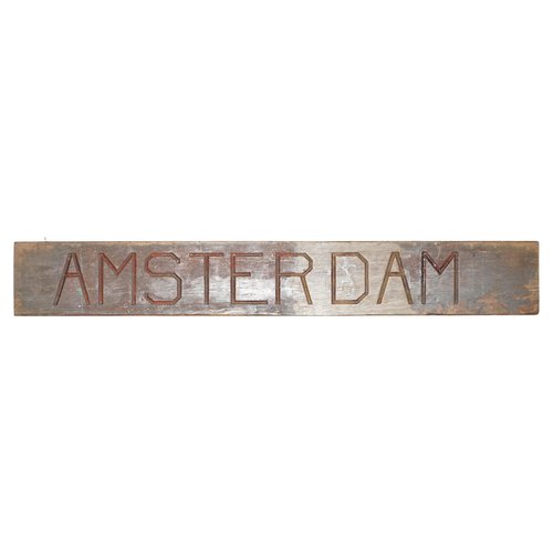 Large Antique Amsterdam Hand Carved Wood Sign in Original Paint for ...