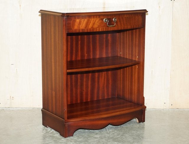 Flamed Hardwood Bow Fronted Dwarf Open Library Bookcase with Single ...