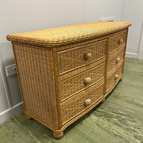 Commode à Tiroirs Vintage en Osier, 2000s en vente sur Pamono