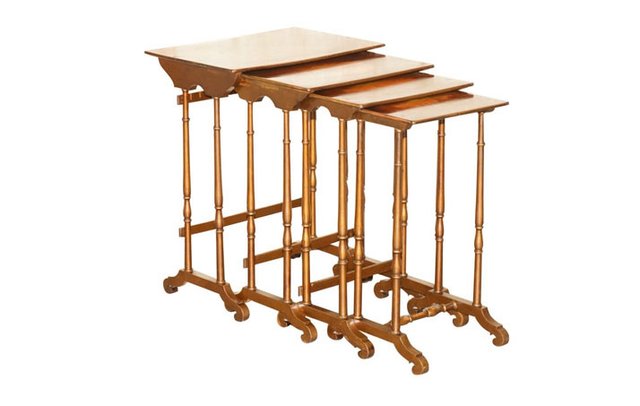 Victorian Hand Painted Nest of Tables Depicting Romantic Lovers Scenes ...