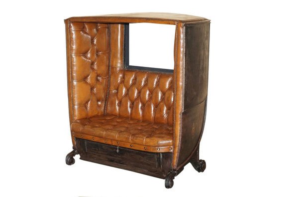 Victorian Brown Leather Carriage Seat Sofa with Royal Armorial Coat of ...