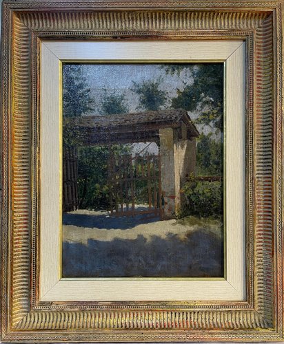 Country Gate, Oil Painting on Canvas, Early 20th Century, Framed for ...