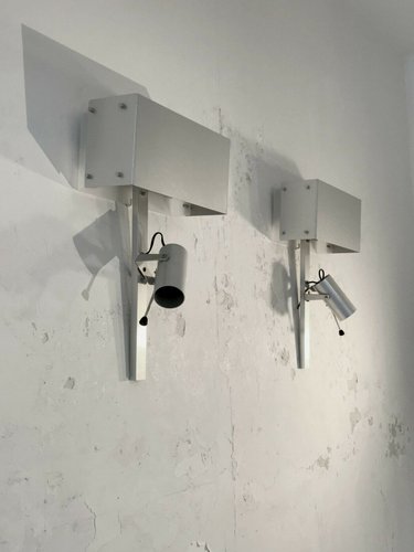 Large Wall Lights in Aluminum and Acrylic Glass Wall attributed to ...