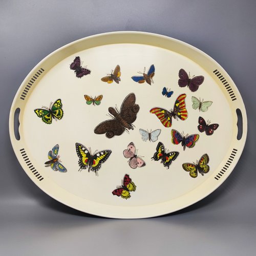 Oval Metal Tray by Piero Fornasetti, Italy, 1970s for sale at Pamono