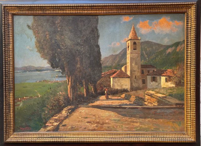Umberto Montini, Landscape, Oil on Panel, Framed for sale at Pamono