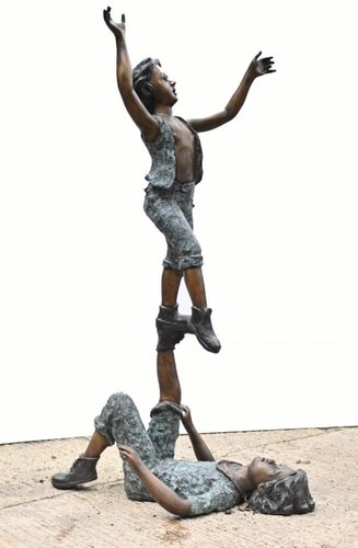 Children Acrobat Bronze Statue Garden Sculpture for sale at Pamono