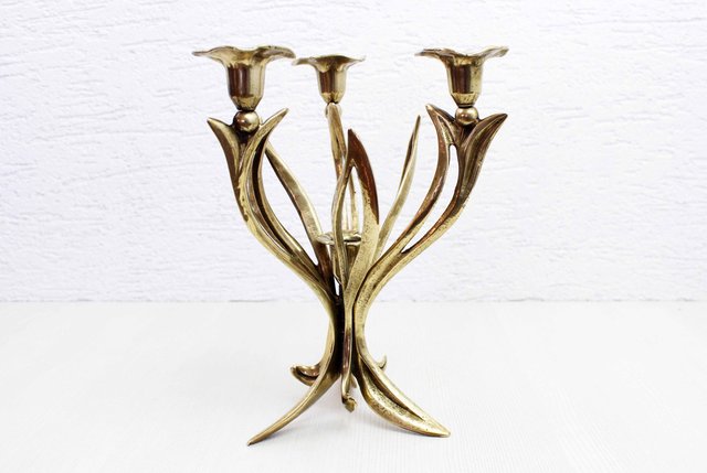 Art Nouveaut Brass Candleholder, 1960s for sale at Pamono