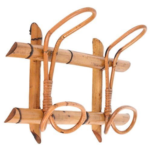 Mid-Century French Riviera Rattan, Wicker and Bamboo Canes Coat Rack ...