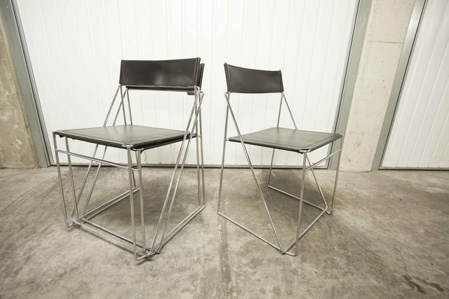 Minimalist X Line Chairs attributed to Niels Jorgen Haugesen for ...