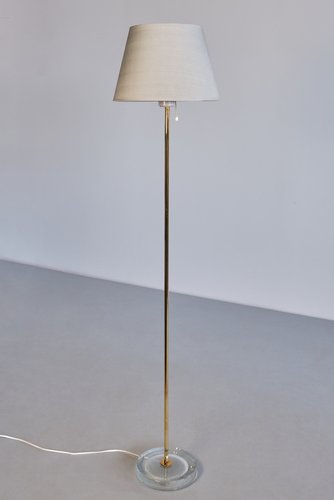 Vintage Swedish Lighting Floor Lamp in Glass and Brass from Falkenbergs ...