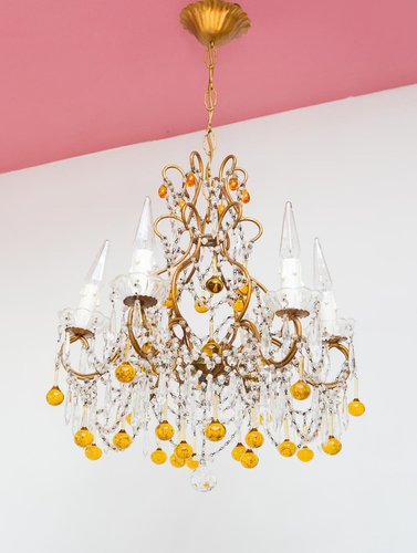 Lustre en Cristal, Italie, 1960s en vente sur Pamono