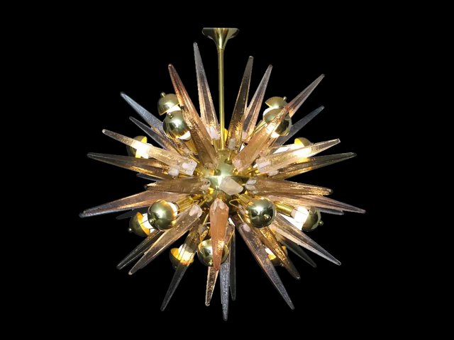 Sputnik Chandelier with Pink, Smoke and Clear Crystal Murano Glass ...