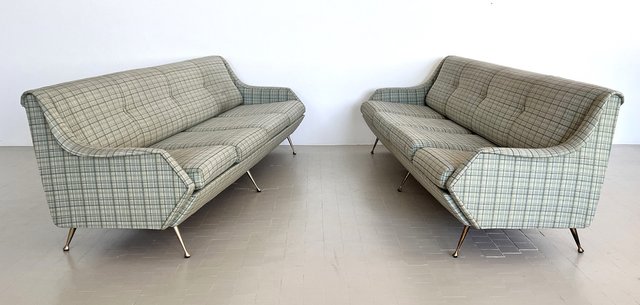 Grand Canapé avec Pieds en Laiton, Italie, 1950s en vente sur Pamono