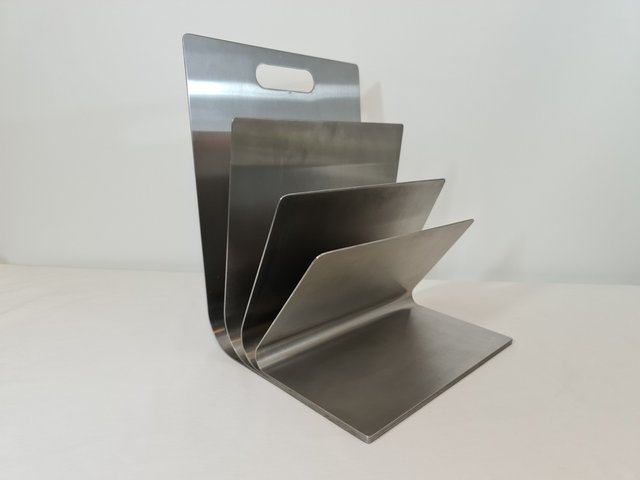 Stainless Steel Magazine Rack by Xavier Feal for Inux Industrie, 1970s ...