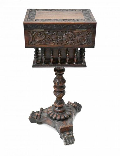 Padouk Wood Teapoy Finely Carved On An Elaborate Tri Form Base for sale ...