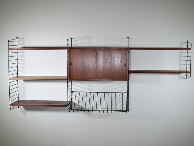 Nisse String Wandregal aus Teak von Kajsa & Nils Strinning, 1960, 10 ...