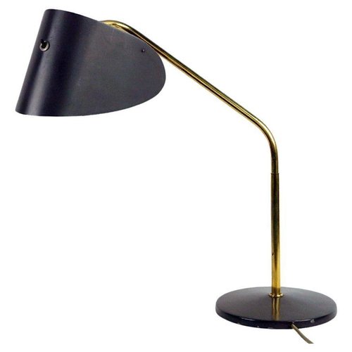 Mid-Century Austrian Brass and Grey Metal Table Lamp from Hagenauer ...