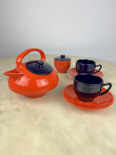 Vintage Italian Tea Set in Ceramic, 1970s, Set of 4 for sale at Pamono