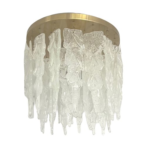 Plafón italiano Mid-Century en forma de hoja de Murano transparente ...