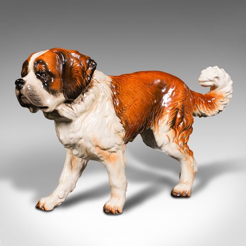 Large Vintage German Ceramic St Bernard Figure, 1980s for sale at Pamono