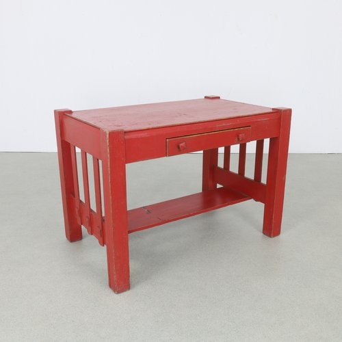 Vintage Red Wood Desk, 1960s for sale at Pamono