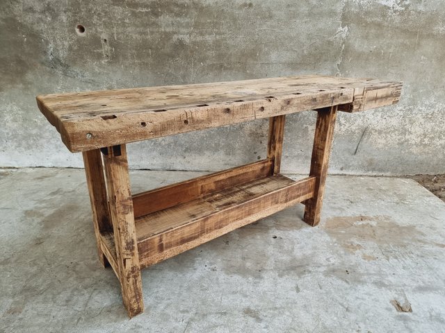 Workbench Side Table in Pine, 1930s for sale at Pamono