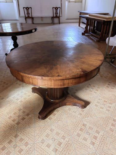 Round Table in Walnut Burl with Column Foot, Early 1800s for sale at Pamono