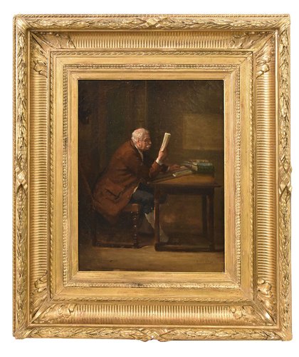 Portrait of Man Reading, 19th Century, Oil on Canvas, Framed for sale ...