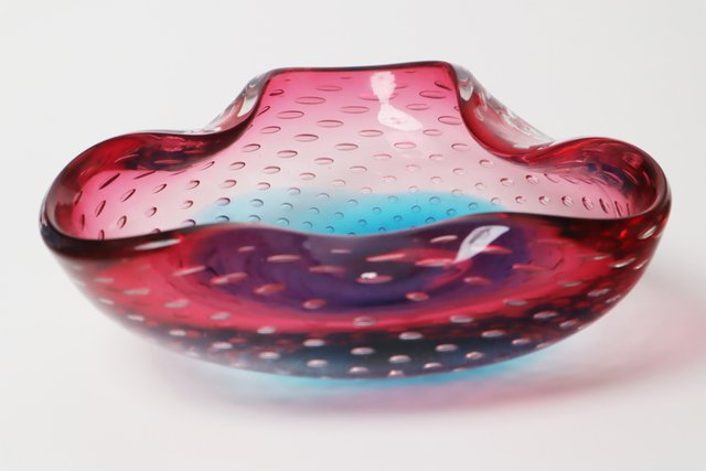 Large Pink and Turquoise Muranoglass Shell attributed to Venini by ...