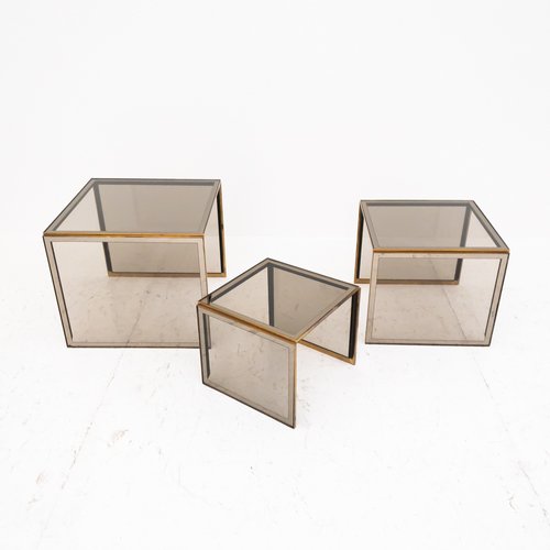 Stone and Glass Interlocking Tables, Italy, 1960s, Set of 3 for sale at ...