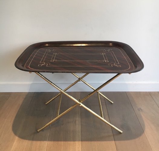 Brass & Painted Tole Table, 1950s for sale at Pamono
