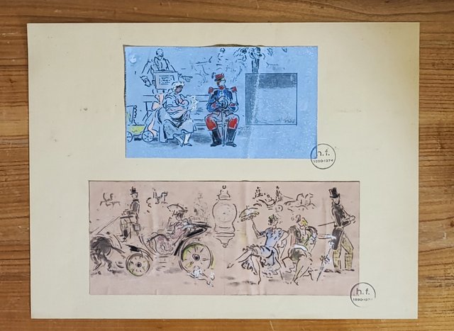 Henri Fehr, Sketch Duo, 1960s, Mixed Media for sale at Pamono