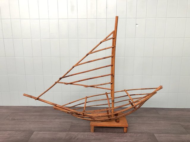 Italian Bamboo Sailboat Display, 1970s for sale at Pamono