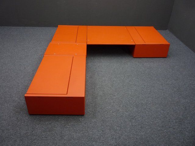 Space Age Orange Modular Lowboard, 1960s, Set of 3 for sale at Pamono