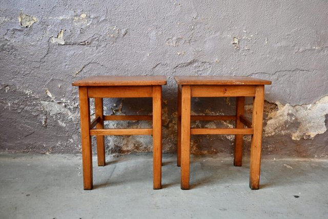 Bohemian Wooden Stools, 1950s, Set of 2 for sale at Pamono