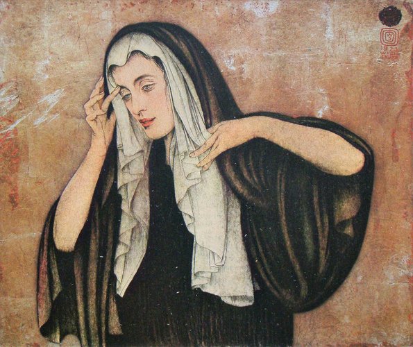 After Walter Sauer, Pleureuse, 1930, Chromotype Etching for sale at Pamono