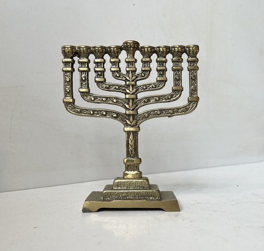 Brutalist Bronze Hanukkah Menorah Candleholder by Hen Holon, Israel ...