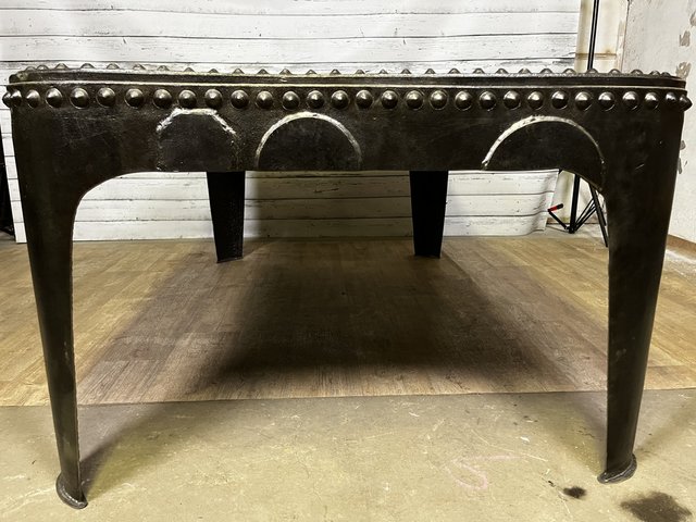 Vintage Riveted Worktable in Iron for sale at Pamono