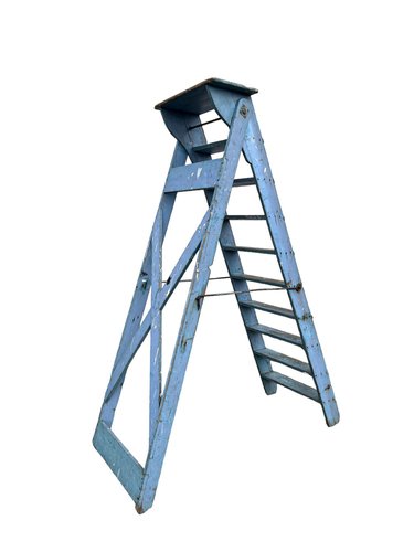 French Blue Painted Step Ladder, 1940s for sale at Pamono