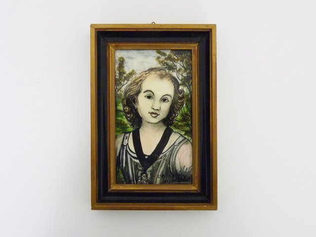 Christian MAHE Decorator Portrait Ceramic Plate, 1970s for sale at Pamono