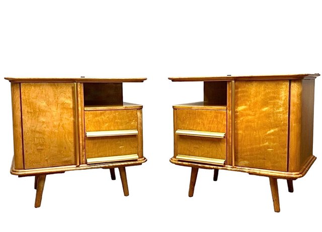 Art Deco German Maple Bedside Tables, 1930s, Set of 2 for sale at Pamono