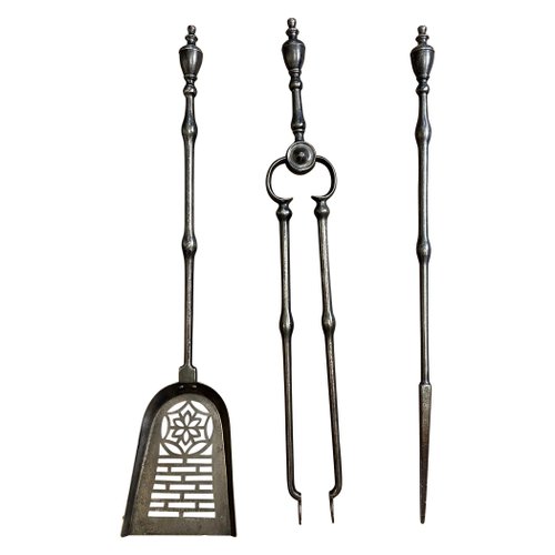 Antique English Fire Tools in Burnished Steel, 1840, Set of 3 for sale ...