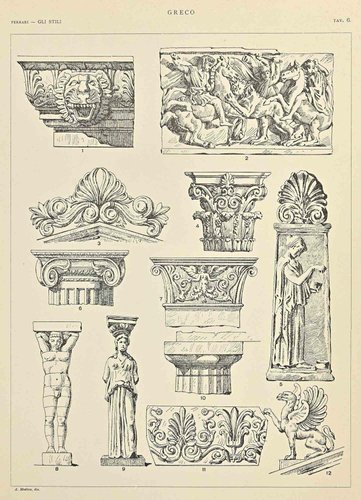 A. Alessio, Style Décoratif Grec, Chromolithographie en vente sur Pamono