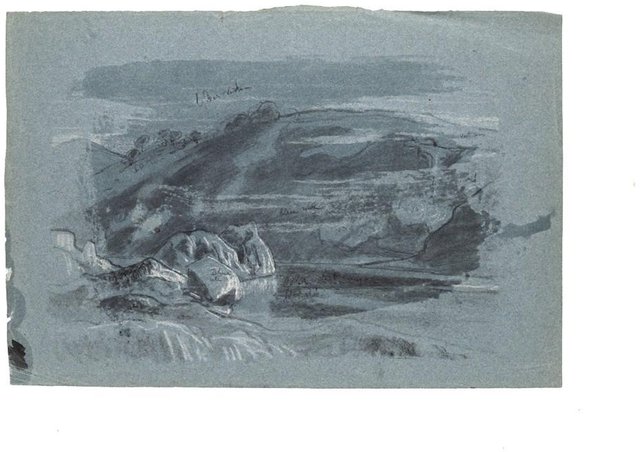 Desconocido, Paisaje, Dibujo en Técnica Mixta y Lápiz sobre Papel, Siglo XX en venta en Pamono