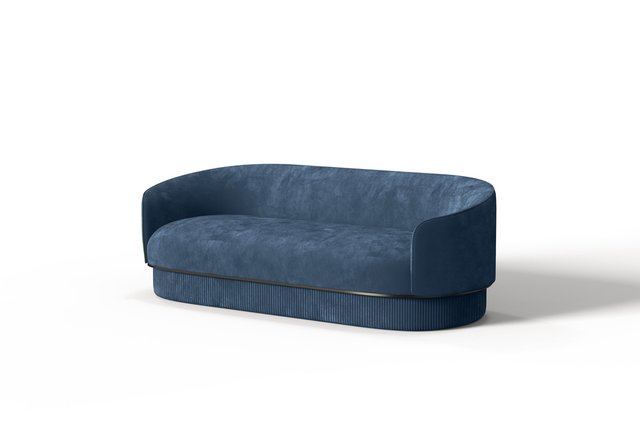 Modern Gentle Sofa in Blue Velvet and Bronze Metal by Javier Gomez for ...