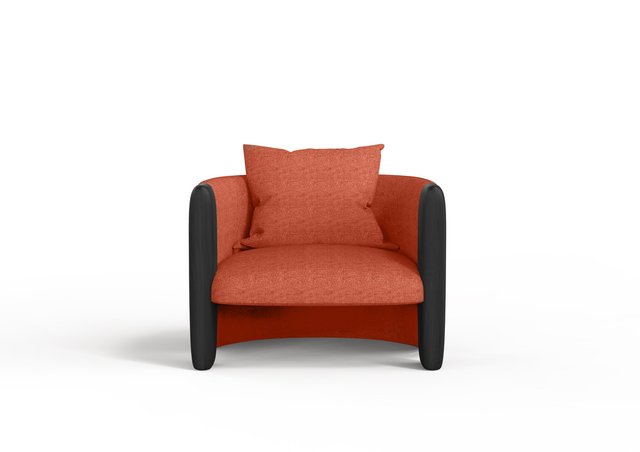 Modern Sunset Armchair in Salmon Fabric and Black Stained Ash by Javier ...