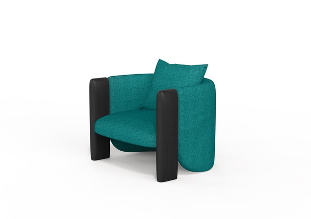 Modern Sunset Armchair in Teal Fabric and Black Stained Ash by Javier ...