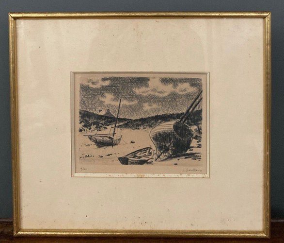 Jacques Boullaire, Breton Shore, Chausey Islands Boats, Lithograph ...