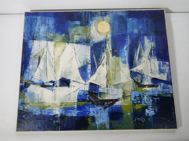 Edith Ferullo, Schiffe unter der Sonne, 1966, Oil on Board for sale at ...